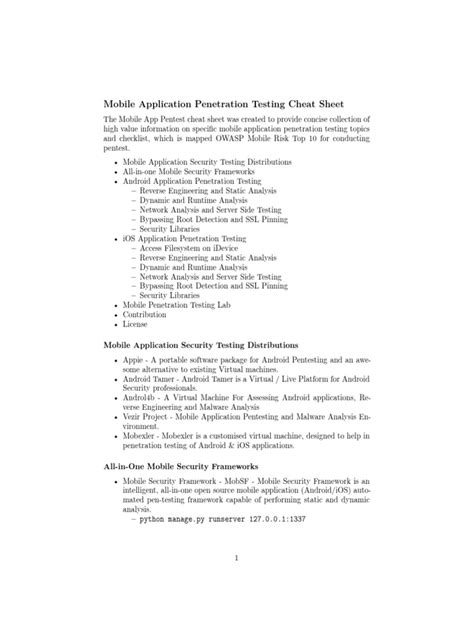 mobile application penetration testing cheat sheet pdf ios