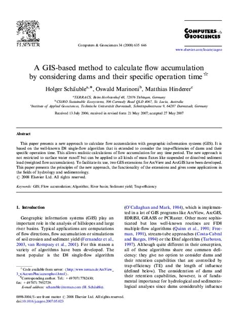 Pdf A Gis Based Method To Calculate Flow Accumulation By Considering Dams And Their Specific