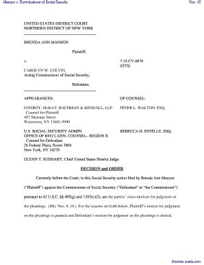 Fillable Online DECISION AND ORDER Granting Plaintiff S Motion For Judgment On The