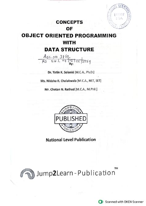 OPPS J L Fullbook This Is Original Book Of OOPS SYBCA SEM By VNSGU LIBRARY D C