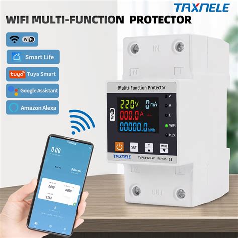 Wifi Tuya Smart Switch Energy Meter Kwh Metering 63a Circuit Breaker Timer With Voltage Current