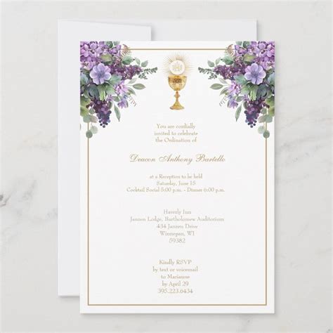 Deacon Priest Ordination Reception Invitation Zazzle Ordination