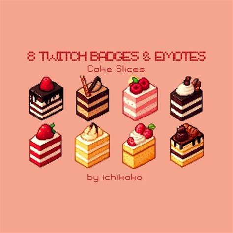 Cake Slice Pixel Art Twitch Discord Emotes And Badges Digital Download