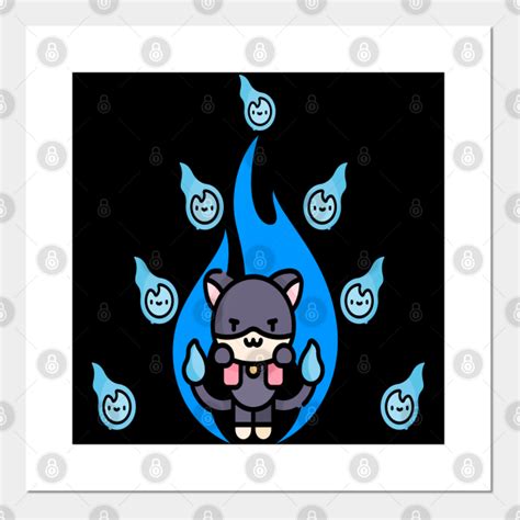 A Yokai Surrounded By Blue Fire Yokai Posters And Art Prints Teepublic