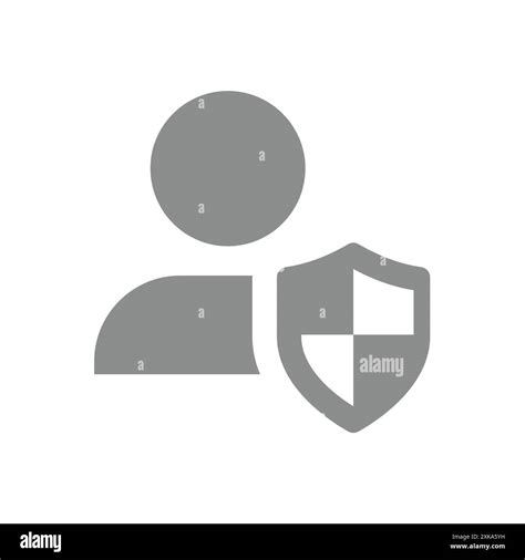 User Account Protected And Secured Avatar And Shield Vector Icon Stock
