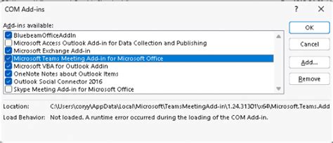Outlook Add In Connected To Teams Meeting Creation Fails To Load Microsoft Qanda