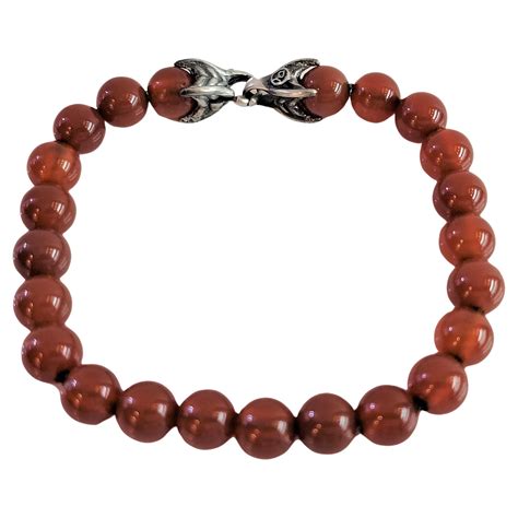 David Yurman Mens Spiritual Bead Bracelet 8mm Carnelian S Silver 8 5