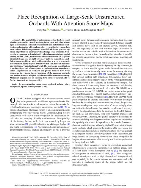 Pdf Place Recognition Of Large Scale Unstructured Orchards With