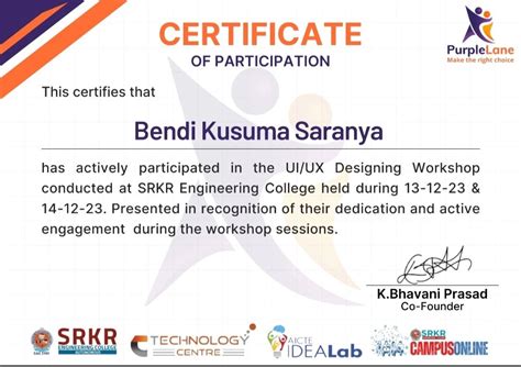 Participated In Uiux Design Workshop Kusuma Saranya Bendi Posted On