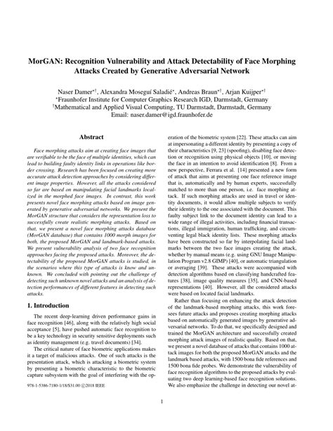 Pdf Morgan Recognition Vulnerability And Attack Detectability Of