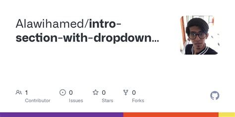 github alawihamed intro section with dropdown navigation
