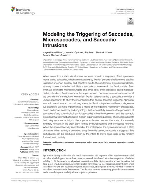 Pdf Modeling The Triggering Of Saccades Microsaccades And Saccadic Intrusions