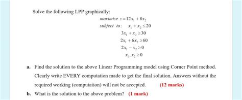 Solved Solve The Following Lpp Graphically Maximize 12x