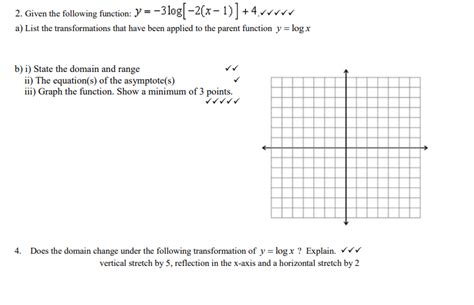 solved 2 given the following function y 3 log[ 2 x 1 ]