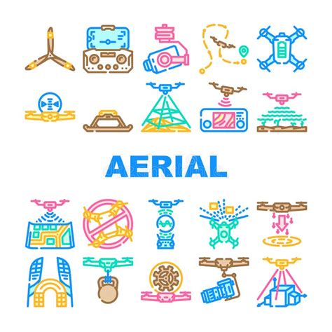 Unmanned Aerial Vehicle Drone Uav Icons Set Vector Stock Vector Illustration Of Illustrations