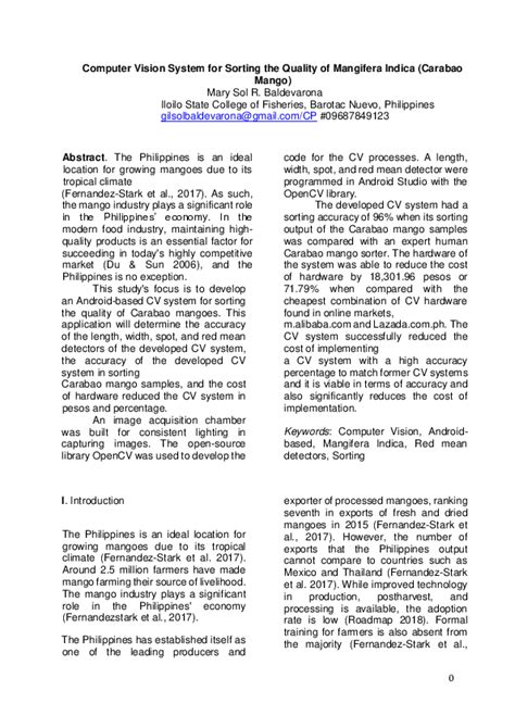 Pdf Computer Vision System For Sorting The Quality Of Manera