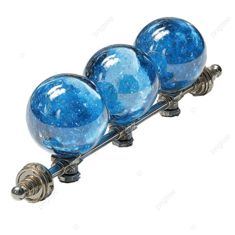 Blue Glass Spheres On Iron Bar In Isometric View Concept Art Blue