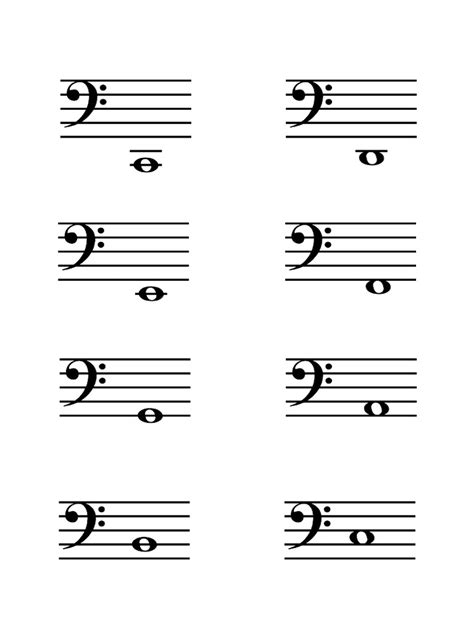 Bass Clef Natural Notes C2 C4 Pdf
