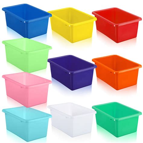 Tuanse 10 Pack Plastic Toy Storage Bins Colorful Small Cubby Storage Organizer Bins Toy