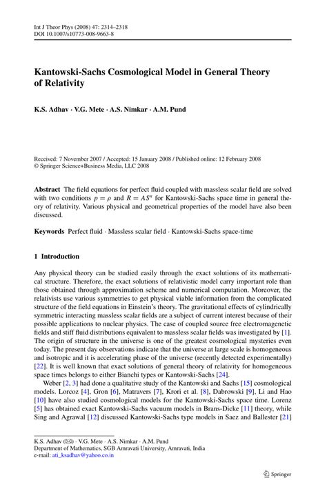 Pdf Kantowski Sachs Cosmological Model In General Theory Of Relativity