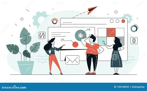 Frontend Development Web Banner Concept Website Interface Stock Vector Illustration Of