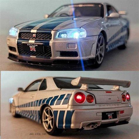 Ly Nissan 1 32 Skye Ares Gtr R34 R35โมเดลรถของเล่นโลหะจำลองรถดึงกลั