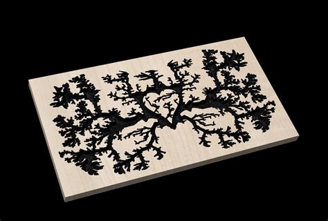 2d Digital Cnc File Heart Center Lichtenberg Fractal Design Wall Art