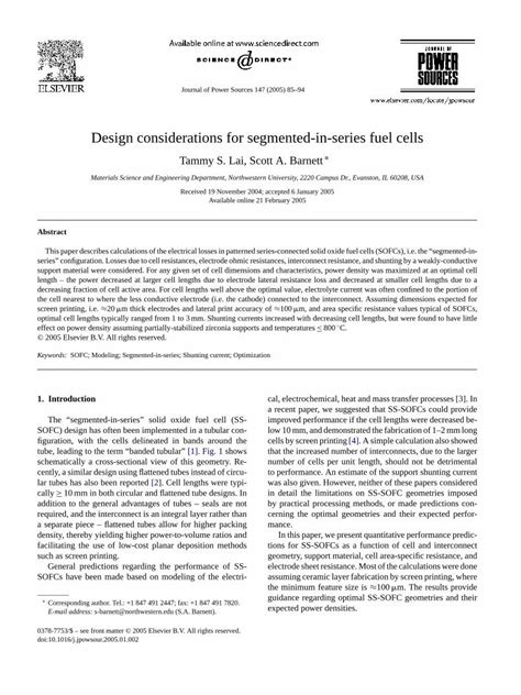 Pdf Design Considerations For Segmented In Series Fuel Cells