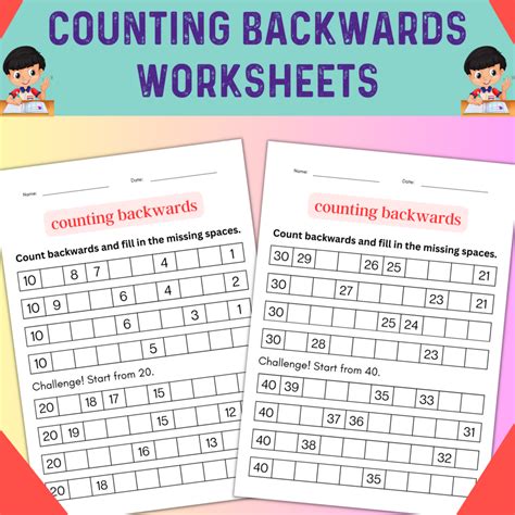 Printable Backward Counting Activities 100 To 1 Worksheet For Grade 1