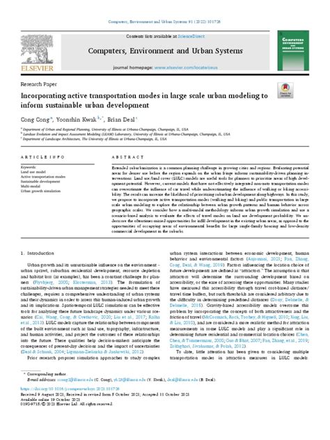 Incorporating Active Transportation Modes In Large Scale Urban Modeling To Inform Sustainable