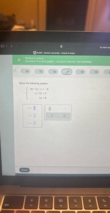 Solved Solve The Folfowing System ⎩⎨⎧4x3y−z−8−y2z53z9