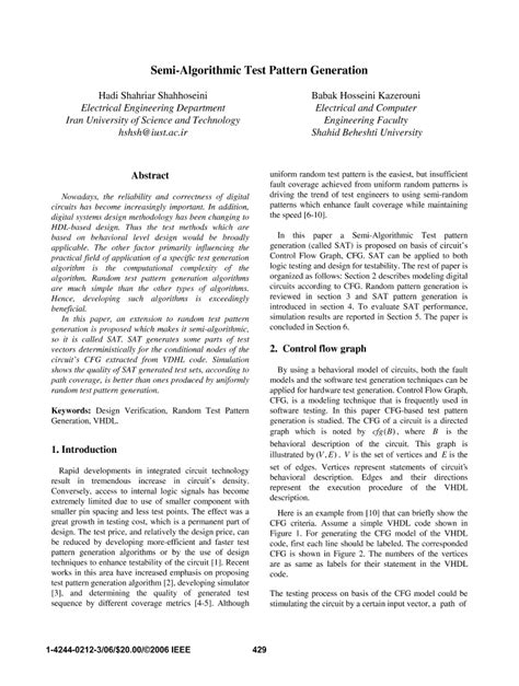 Semi Algorithmic Test Pattern Generation Ieee Conference Publication
