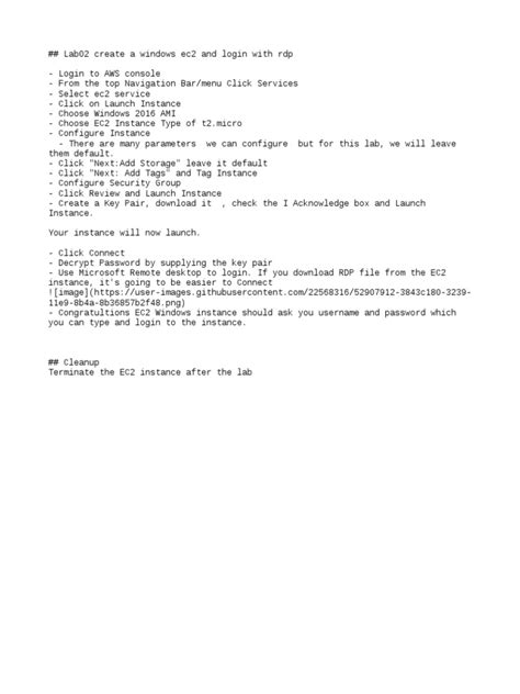 Lab02 Create Windows Ec2 And Rdp Pdf