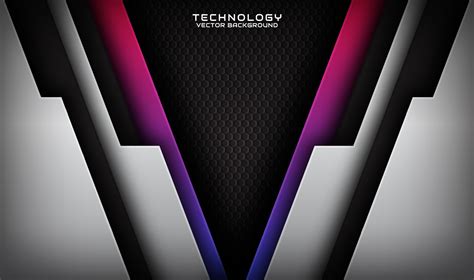 3d Black Silver Techno Abstract Background Overlap Layer On Dark Space