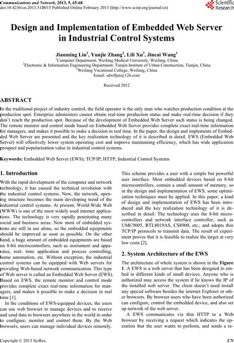 design and implementation of embedded web server in industrial control