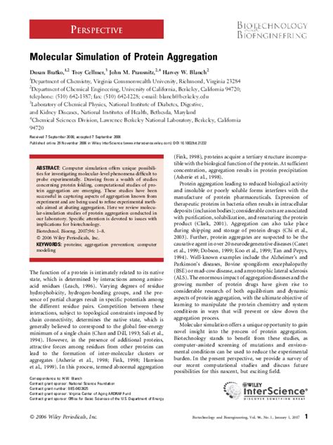 Pdf Molecular Simulation Of Protein Aggregation