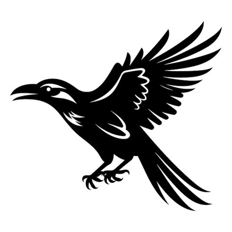A Striking Black And White Silhouette Of A Crow In Flight Capturing The