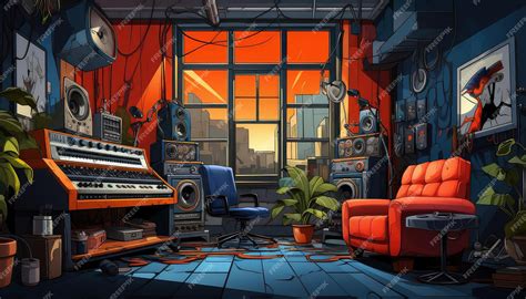 premium photo music room background flat design side view rustic folk corner theme 3d render vivid