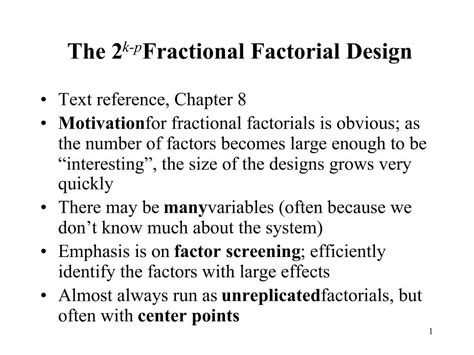 Ppt The 2k P Fractional Factorial Design Powerpoint Presentation