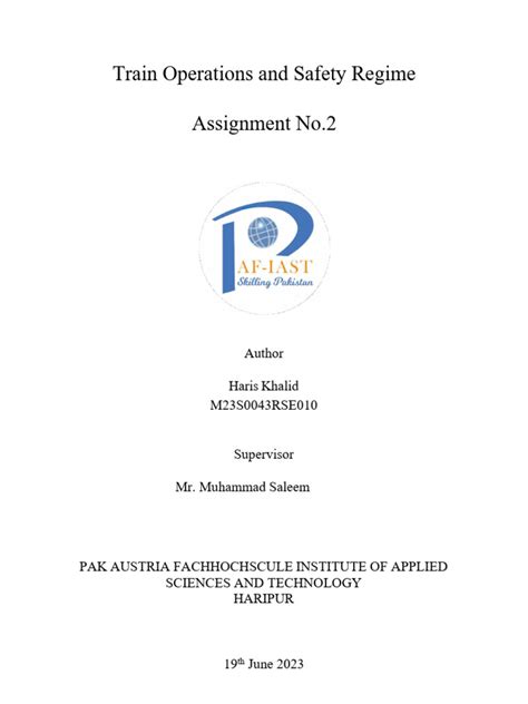 Assignment 2 Train Operations And Safety Regime Pdf Train