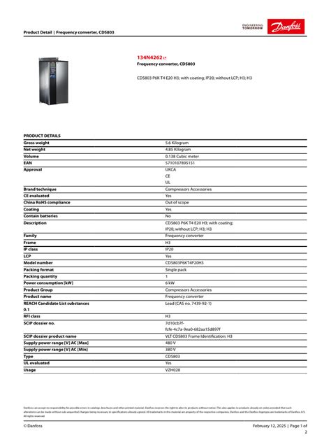 Danfoss Frequency Converter Cds803 134n4262 Pdf