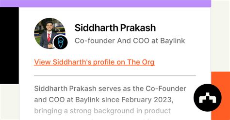 Siddharth Prakash Co Founder And Coo At Baylink The Org