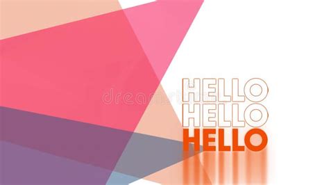 Hello Text Animation Over Colorful Geometric Shapes On White Background