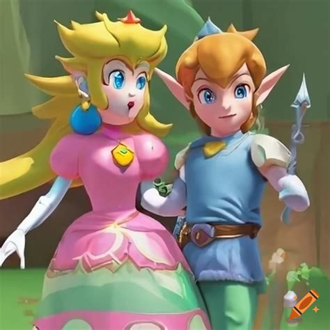 Princess Peach And Link In Swapped Costumes On Craiyon
