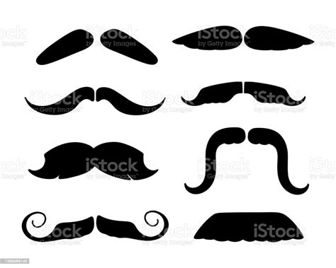 콧수염 세트 벡터 아이콘 힙스터 손으로 그린 콧수염의 심플한 블랙 실루엣 화이트 0명에 대한 스톡 벡터 아트 및 기타 이미지 0명 개성 개념 검은색 Istock