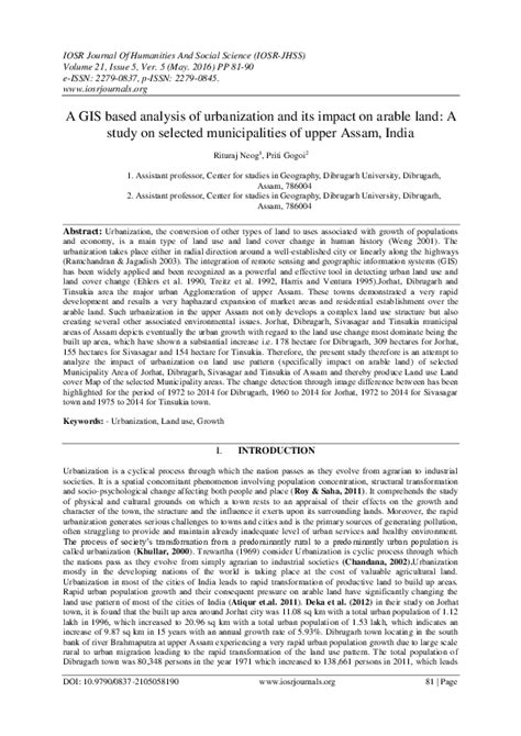 Pdf A Gis Based Analysis Of Urbanization And Its Impact On Arable