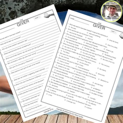 The Giver Movie Guide And Activities Questions Worksheets Answer