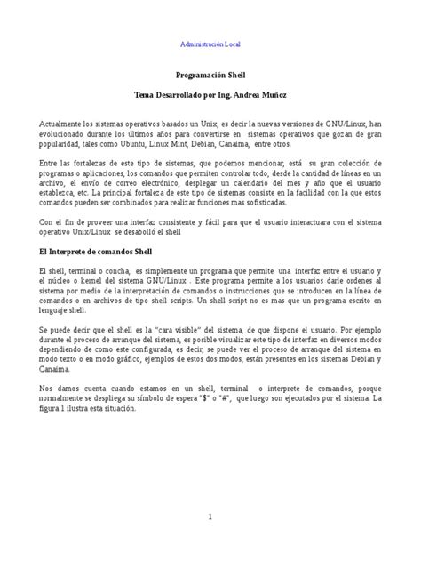 Programacion Shell Pdf Interfaz De Línea De Comando Arquitectura
