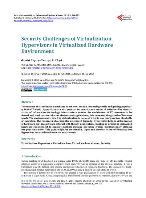 Pdf Security Challenges Of Virtualization Hypervisors In Virtualized Hardware Environment