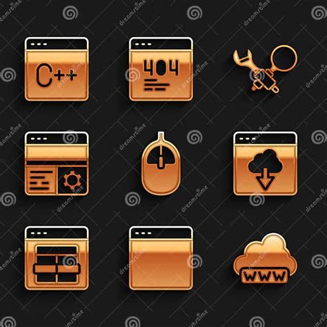 set computer mouse browser window web development cloud technology